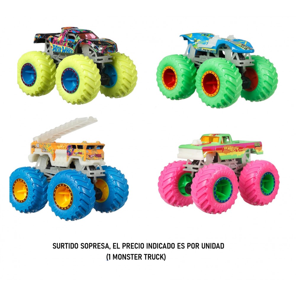 Hot Wheels Monster Trucks Glow In The Dark Surtido Sorpresa - Juguetelandia